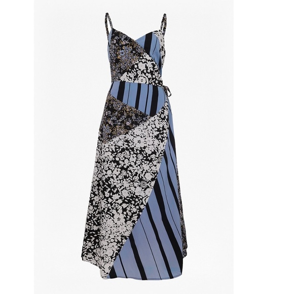French Connection | Dresses | French Connection Blue Freida Flower Wrap ...
